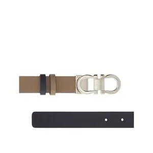 FERRAGAMO Reversible Hammered Calfskin Belt With Gancini Buckle