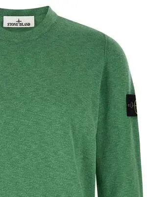 Stone Island 5100052 Shaved Cotton And Nylon Blend Crew Neck Sweater - Green