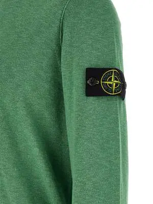 Stone Island 5100052 Shaved Cotton And Nylon Blend Crew Neck Sweater - Green
