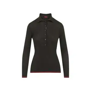 Gucci Ribbed Cashmere Polo With Web Detail
