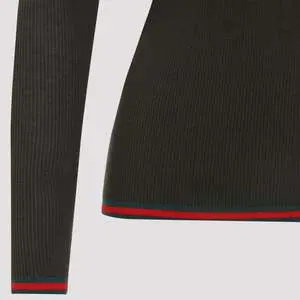 Gucci Ribbed Cashmere Polo With Web Detail