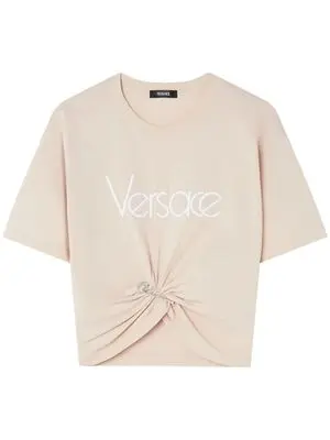 Versace Logo Print Cotton T-shirt - Multicolor