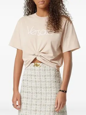Versace Logo Print Cotton T-shirt - Multicolor