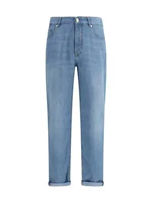 Brunello Cucinelli Cotton Jeans With Distressed Effect - Blue