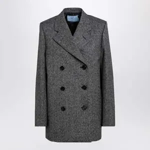 Prada Double-breasted Prince Of Wales Wool Jacket