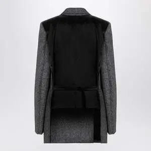 Prada Double-breasted Prince Of Wales Wool Jacket