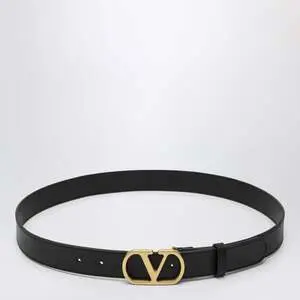 Valentino Garavani Vlogo Signature Belt In Smooth Calf Leather - Black