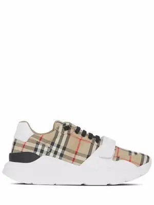 Burberry Vintage Check-pattern Sneakers With Leather Trim - Multicolor