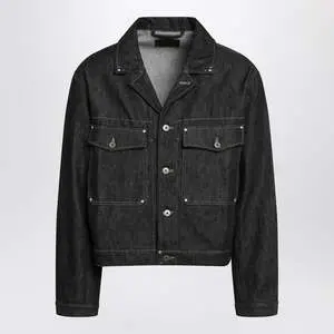 LEMAIRE Trucker Denim Jacket With Contrast Stitching And Studs - Blue