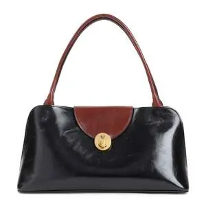 Versace Calf Leather Medium E/w Shoulder Bag With Gold-tone Buckle - Black