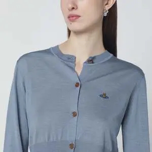 VIVIENNE WESTWOOD Cropped Wool And Silk Cardigan - Blue