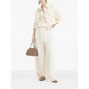 Brunello Cucinelli Ivory Embellished Cotton Jacket