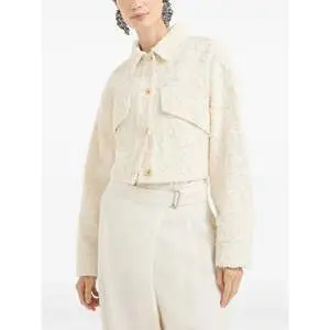 Brunello Cucinelli Ivory Embellished Cotton Jacket