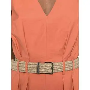 Brunello Cucinelli V-neck Sleeveless Belted A-line Dress