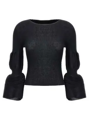 Issey Miyake Assemblage Branch Puff Sleeve Knit Top