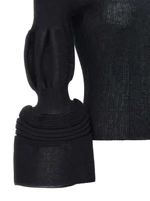 Issey Miyake Assemblage Branch Puff Sleeve Knit Top