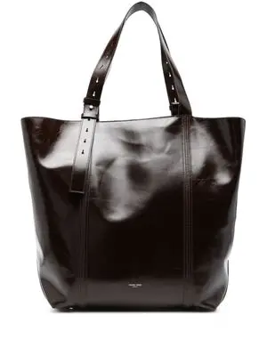 GOLDEN GOOSE Dark Brown Calf Leather Tote Bag - Multicolor