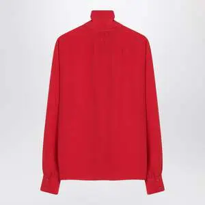 Prada Silk Blouse With Scarf Collar - Red