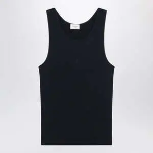 Saint Laurent Cassandre Ribbed Cotton Jersey Tank Top - Blue