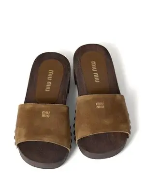 Miu Miu Suede And Wooden Platform Sandals