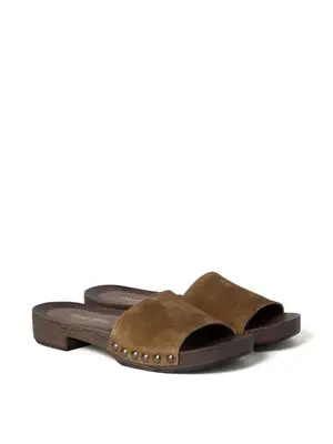 Miu Miu Suede And Wooden Platform Sandals