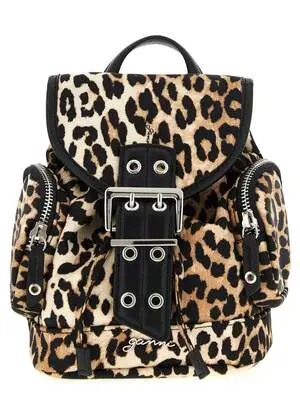 GANNI GANNI Animalier 'Bucky' Backpack Brown