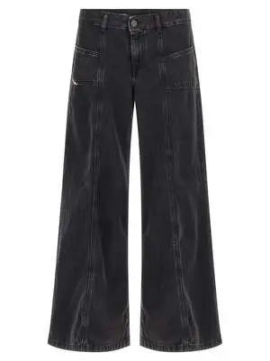 DIESEL® D-akii Wide Leg Jeans - Black