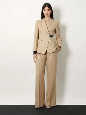 Max Mara High Rise Wide Leg Linen Trousers - Multicolor