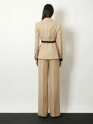 Max Mara High Rise Wide Leg Linen Trousers - Multicolor