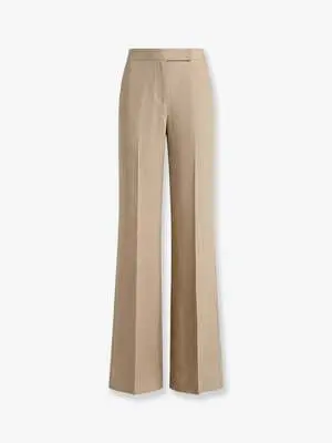 Max Mara MAX MARA High Rise Wide Leg Linen Trousers Multicolor