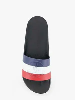 Moncler Basile Rubber Slide Sandals With Tricolor Logo Patch