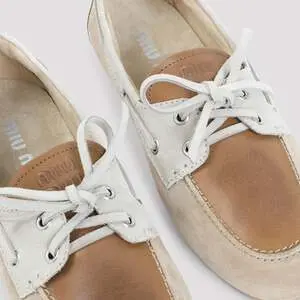 Miu Miu Calf Leather Boat-loafer Inspired Shoes - Multicolor