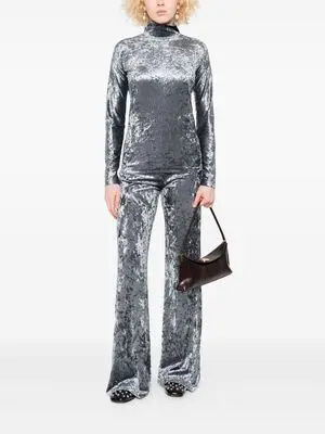 FORTE_FORTE Velvet Crushed Flared Trousers - Multicolor