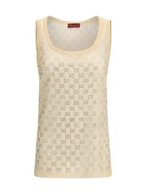 Gucci Sleeveless Top With Glittering Gg Logo