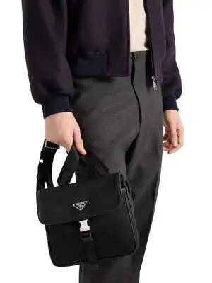 Prada Re-nylon And Saffiano Shoulder Bag - Black