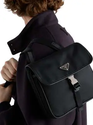 Prada Re-nylon And Saffiano Shoulder Bag - Black