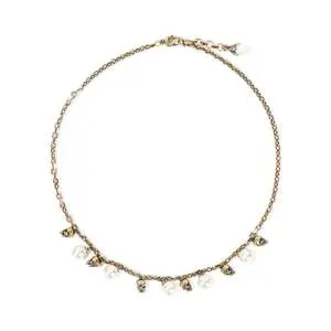 Alexander McQueen Pearly Skull Choker Necklace - Silver