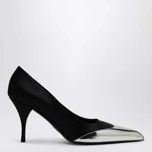 Prada Decollete In Satin And Metallic Leather
