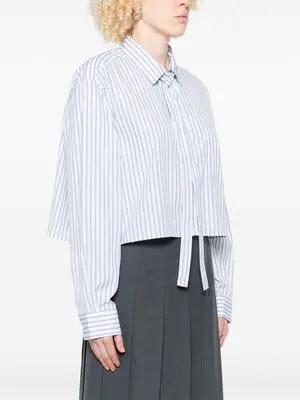 Prada Striped Cotton Shirt With Tie Neck