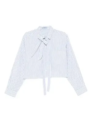 Prada Striped Cotton Shirt With Tie Neck - Multicolor