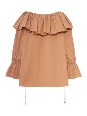 Chloé Cotton Blouse With Ruffles - Brown