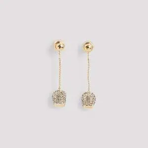 Alexander McQueen Pave Skull Pearl Drop Earrings - Silver