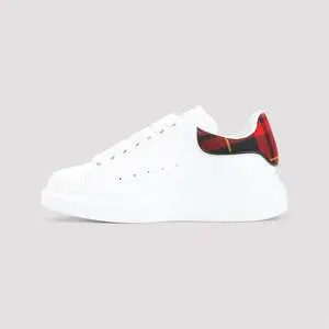 Alexander McQueen Oversized Calf Leather Sneakers With Checked Heel Insert - White