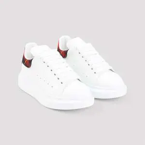 Alexander McQueen Oversized Calf Leather Sneakers With Checked Heel Insert - White