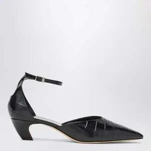 Le Monde Beryl Victoria Decollete With Crocodile Print - Black