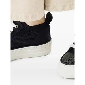 Brunello Cucinelli Cotton Knit And Suede Trainers
