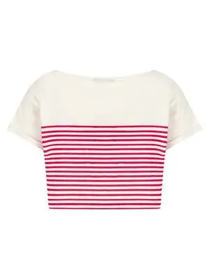 Balmain Marinière Cropped Cotton T-shirt - Pink