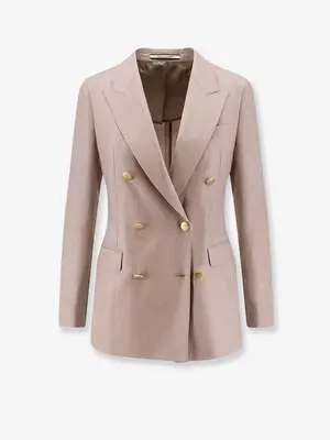 Tagliatore Parigi Double-breasted Blazer In Virgin Wool, Silk, And Linen - Multicolor