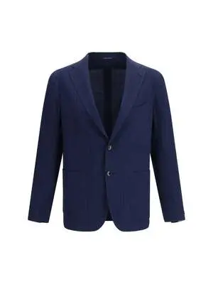 Tagliatore Single-breasted Herringbone Fabric Jacket - Blue