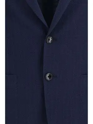 Tagliatore Single-breasted Herringbone Fabric Jacket - Blue